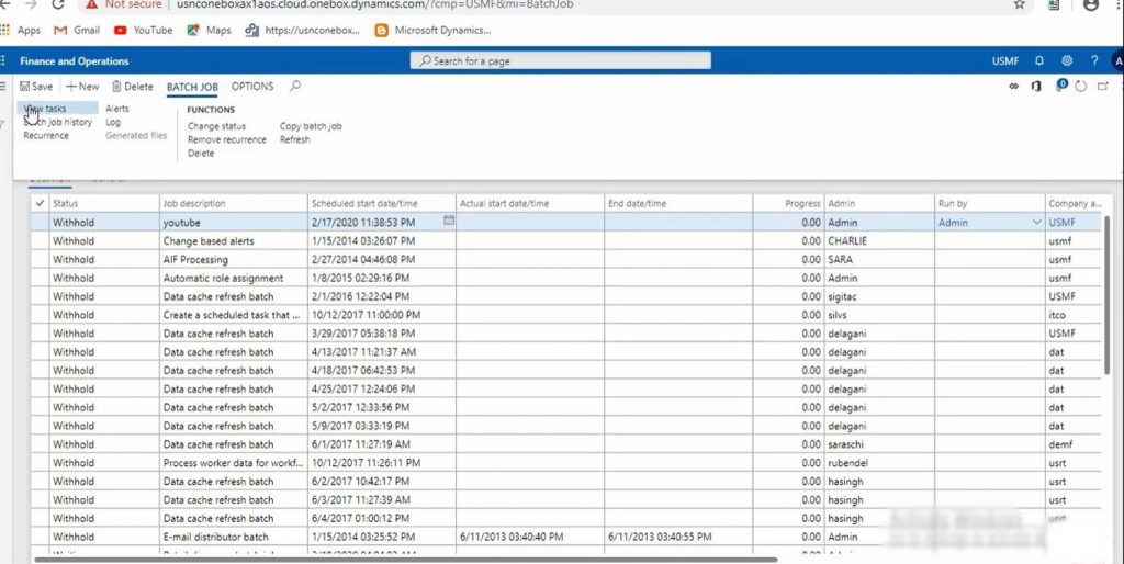 Create D365 Batch Jobs-Finance and Operations | DHRP
