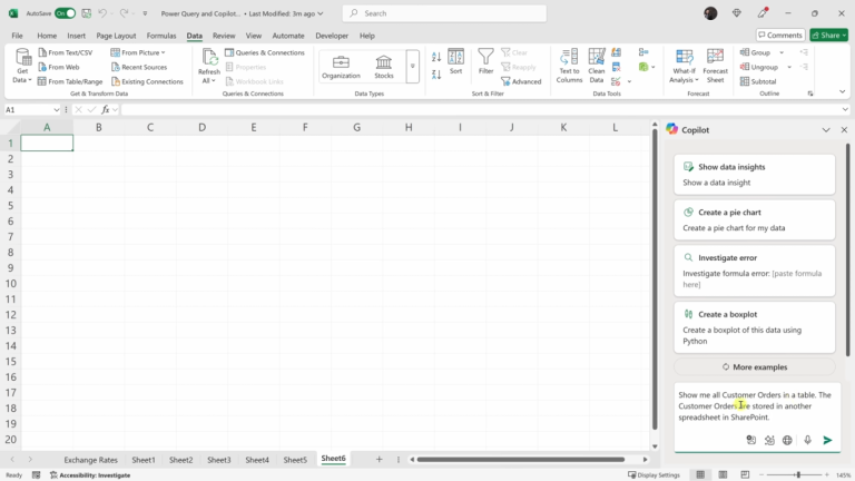 Automate Excel Data Import Microsoft Power Query Copilot